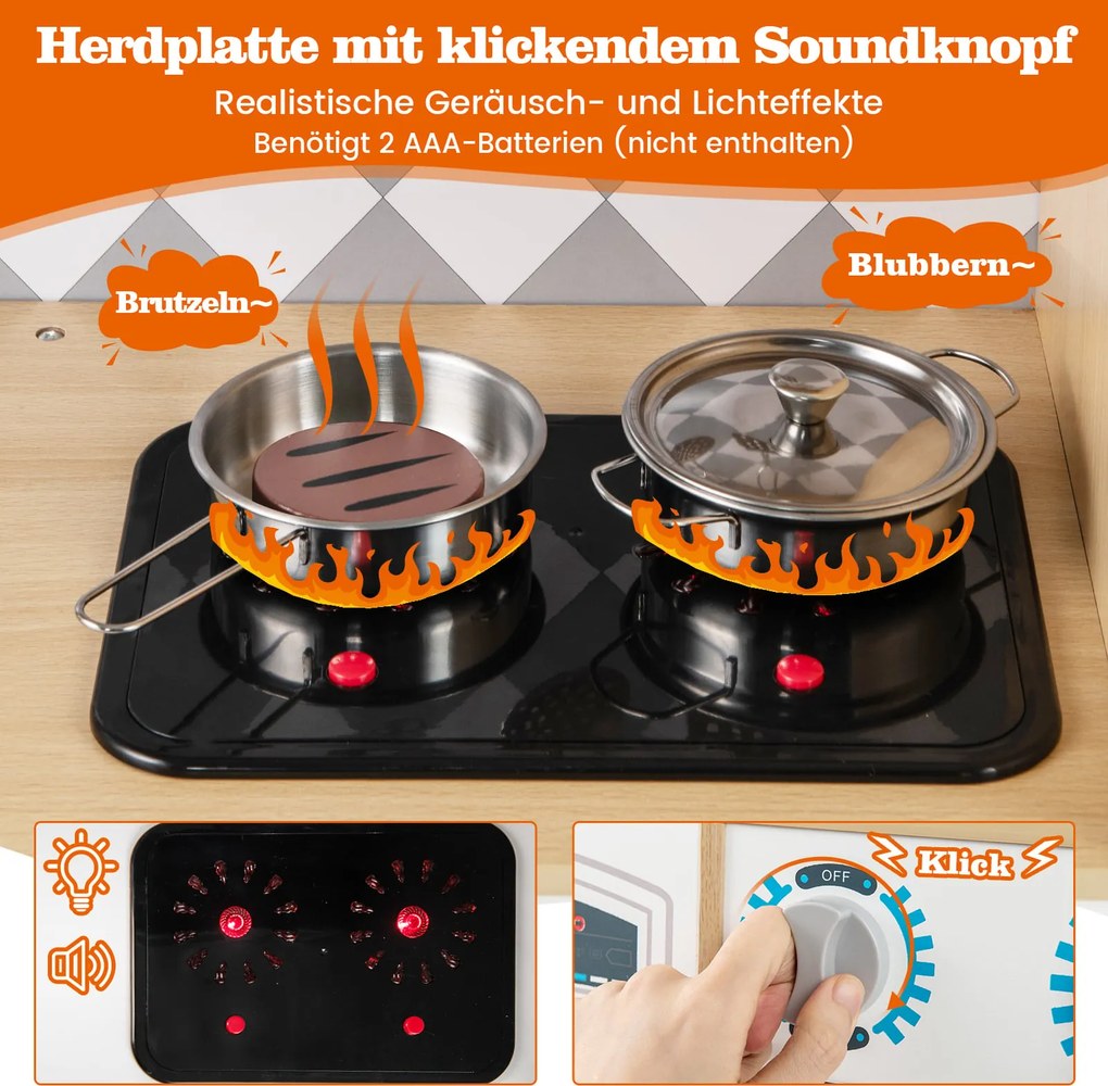 Costway Dřevěná kuchyňka na hraní s příslušenstvím kuchyňský set na hraní
