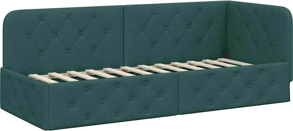 Rohový rám postele Tmavě zelená 80 x 200 cm textil 3394033