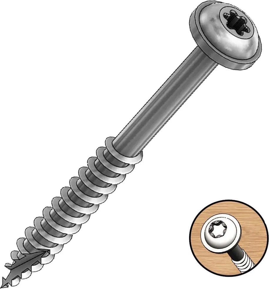 Milescraft PocketScrews – pozinkované samořezné vruty pro kapsové spoje Délka: 38 mm, závit: hrubý (coarse), Obsah balení: 100 ks