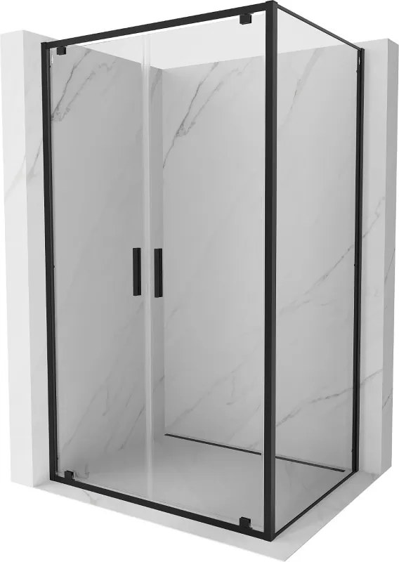 Mexen Exo, výklopná sprchová kabina, dveře 110 cm + boční stěna 80 cm, transparentní sklo, černá, 8182-110-080-70-00
