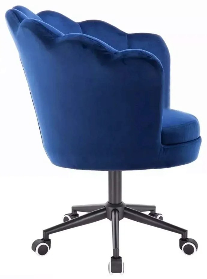 LuxuryForm DESIGN Otočné křeslo FREY VELUR na černé podstavě s kolečky - modré