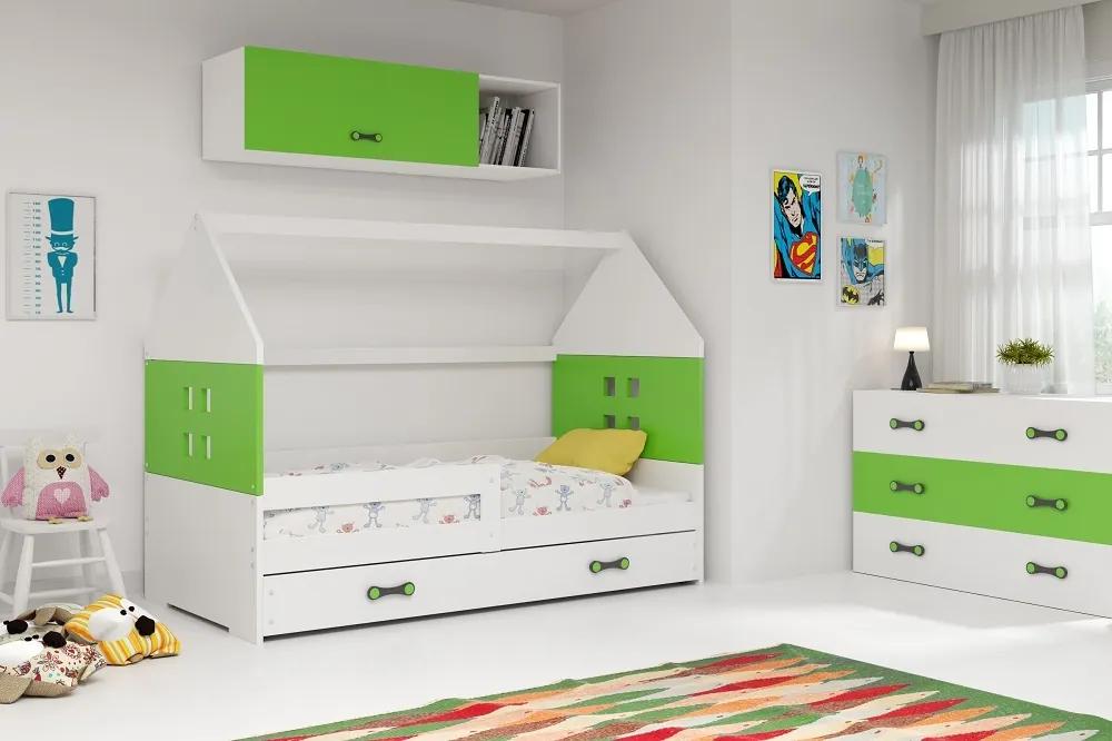 Dětská postel domeček Lea zelená/bílá