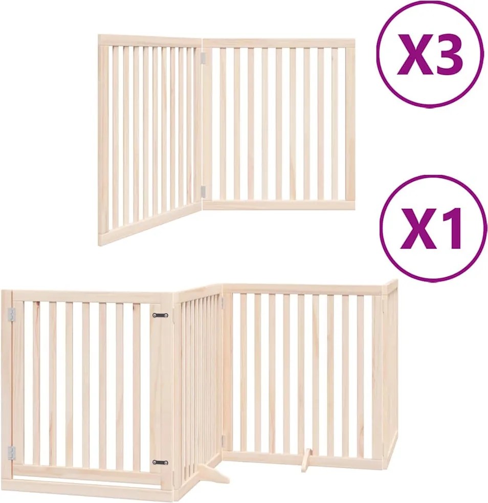 Zábrana pro psy s dvířky skládací 10 panelů 800 cm topol 3155671