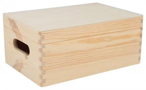 ČistéDřevo Dřevěný box s víkem 30X20X13 CM - prasklá spodní lišta boxu