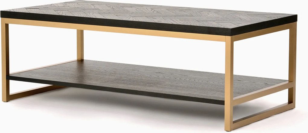 Konferenční stolek Seville 120 cm z masivu černý/zlatý