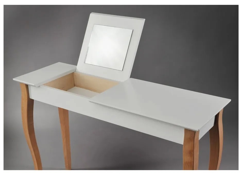 Bílý toaletní stolek se zrcadlem Ragaba Dressing Table, délka 105 cm