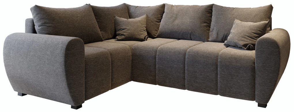 Rohová rozkládací sedací souprava do L MOKA, 235 cm, s úložným prostorem Roh pohovky: Levý roh, Barva látky: Smaragdově zelená (Kronos 19)