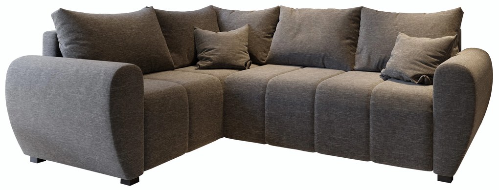Rohová rozkládací sedací souprava do L MOKA, 235 cm, s úložným prostorem Roh pohovky: Pravý roh, Barva látky: Světle hnědá (Kronos 28)