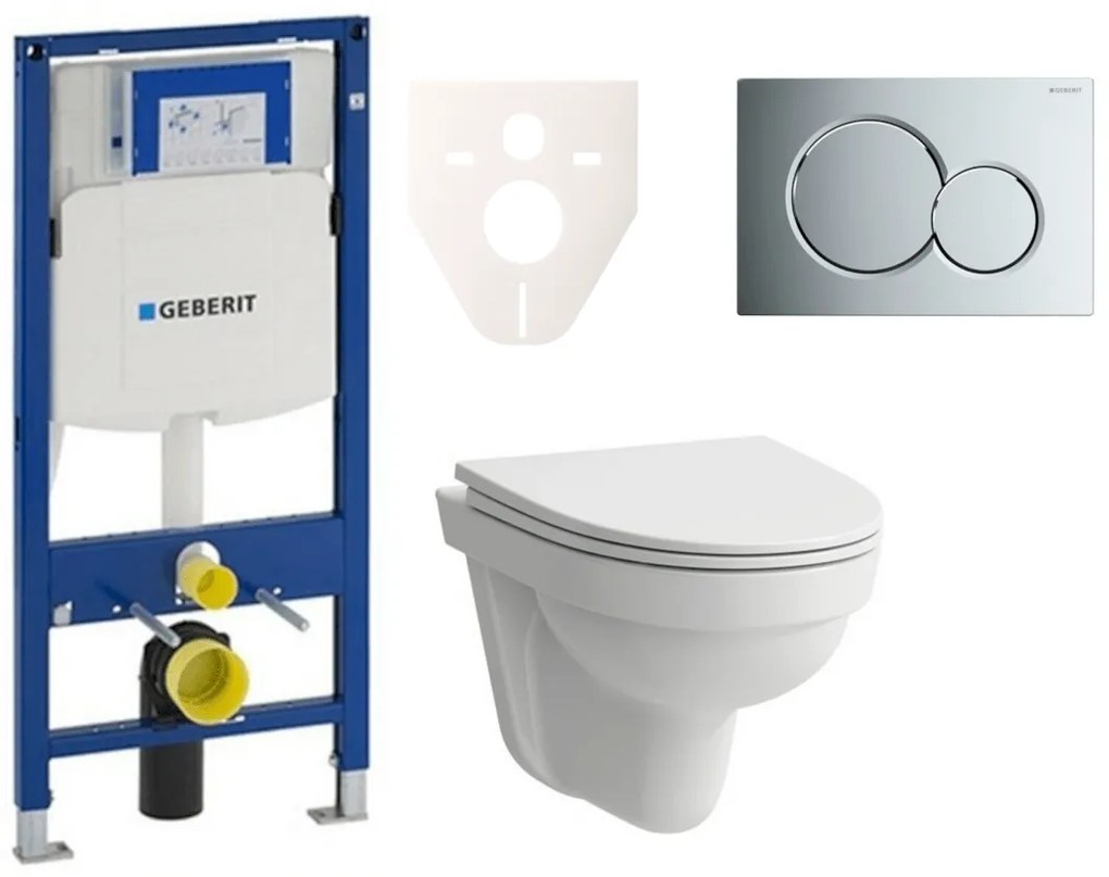 Závěsný set WC Laufen Pro Nordic + modul Geberit Duofix s tlačítkem Sigma 01 (chrom lesk) SIKOGES3H2