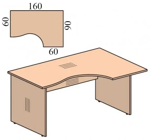 Ergonomický stůl Impress 160 x 90 cm, pravý