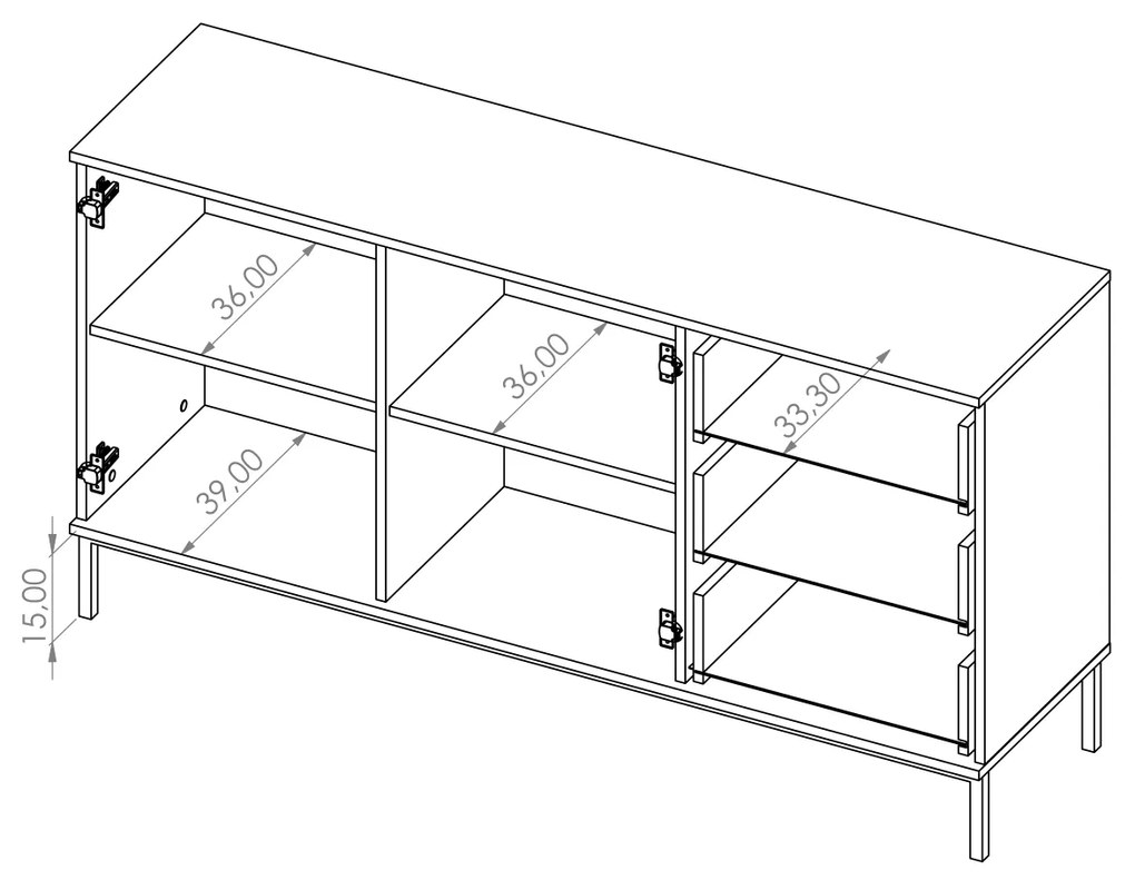 Gib Meble Komoda K2D3SZ PULA Gib 150/80/41 barevné provedení: tmavě modrá