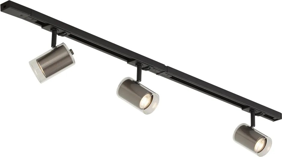 Moderní kolejnicový systém černý se 3 bodovými světly Gunmetal 1-fázový - Iconic Lloyd