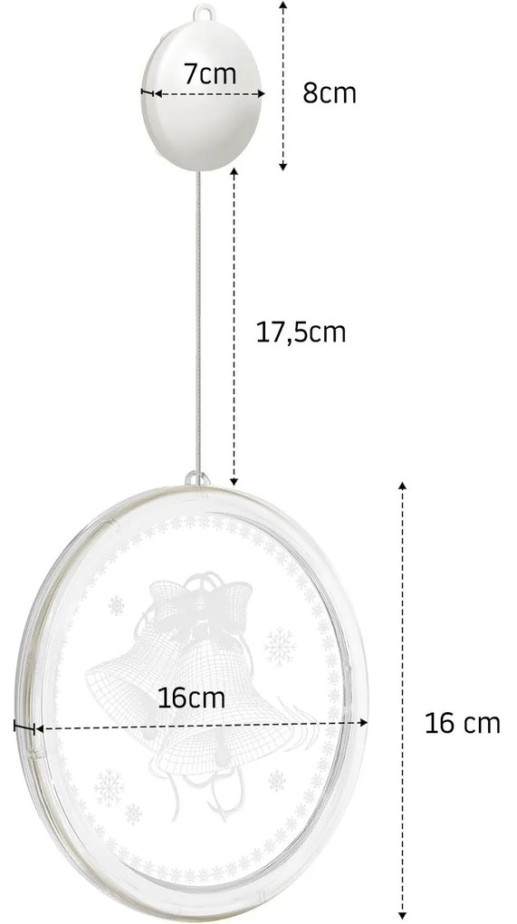 Tutumi, LED svítící ozdoba se zvonkovým vzorem 311382A, bílá, CHR-06515