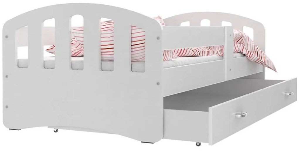 Expedo Dětská postel ŠTÍSTKO P1 COLOR + matrace + rošt ZDARMA, 180x90, bílá/bílá
