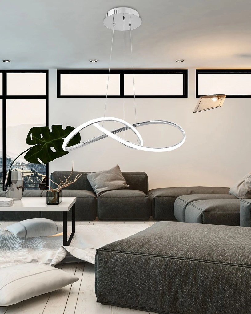 Toolight - LED stropní svítidlo + dálkový ovladač APP393-CP, chromová, OSW-06909