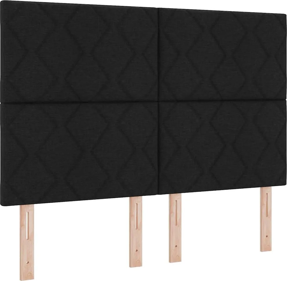 Postel s boxspringem s čelo Černá 140 x 190 cm textil 3340622