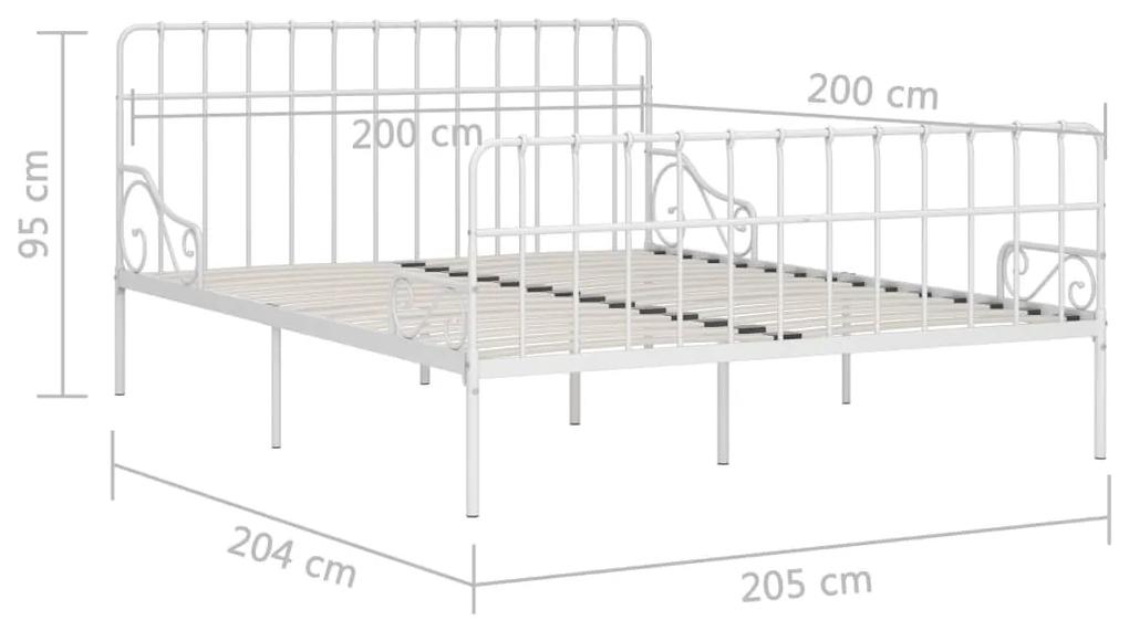 Rám postele s laťkovým roštem bílý kov 200 x 200 cm,  284607 HangarStore.cz