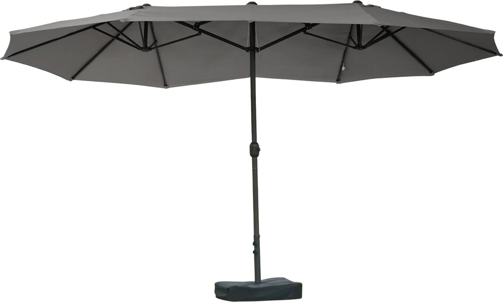 Zahradní slunečník Outsunny dvojitý slunečník s ruční klikou tmavě šedý ovál 460 x 270 x 240 cm | Aosom