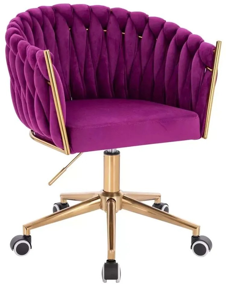 LuxuryForm DESIGN Židle NORDEN VELUR na zlaté podstavě s kolečky - fuchsie