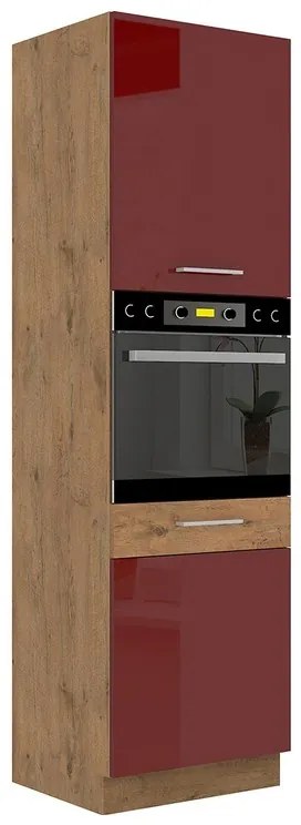 Vysoká kuchyňská skříňka pod troubu Woodline 60 DP-210 2F, Barva: Dub lancelot / bíly lesk