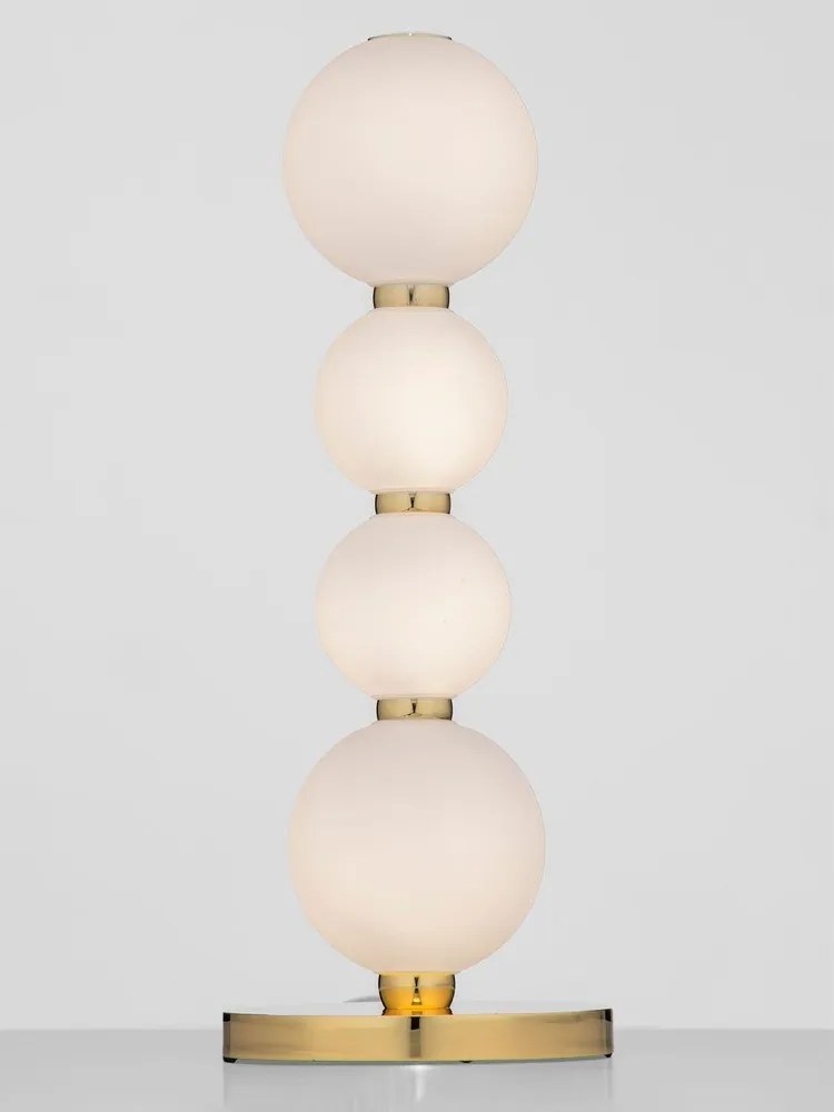Bílá/ve zlaté barvě kovová LED stolní lampa se skleněným stínidlem (výška 31 cm) Perla – Nova Luce