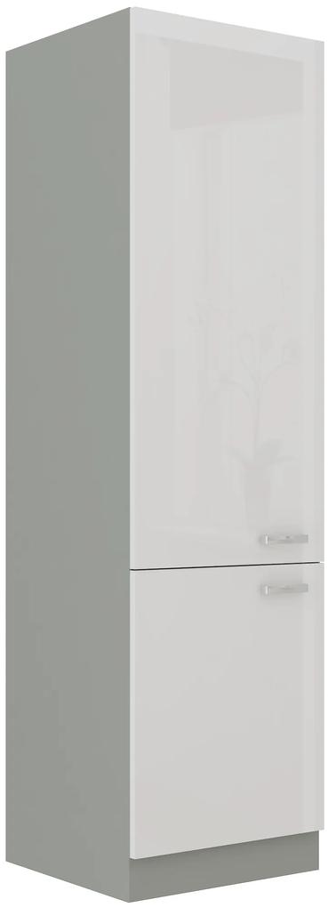 60 cm skříňka vysoká dvoudveřová Barevné provedení: Bianca - Šedá / Bílý lesk