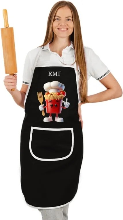 Kuchyňská zástěra Pasta EMI, černá