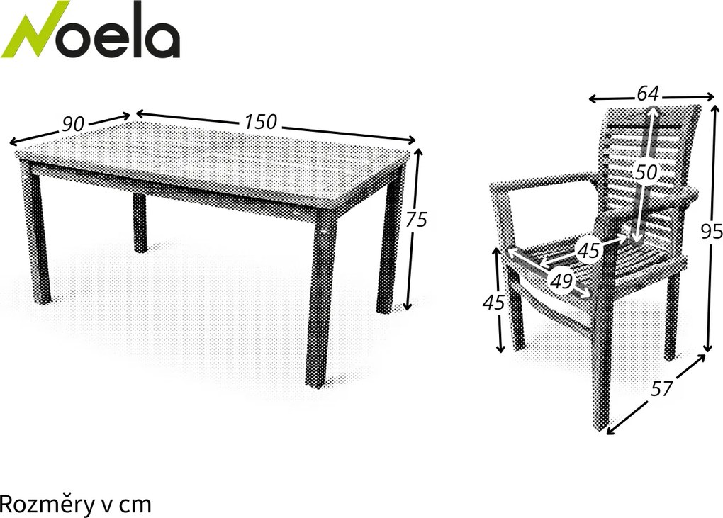 Noela Zahradní teakový set 1+4 pro 4 osoby Garden III.
