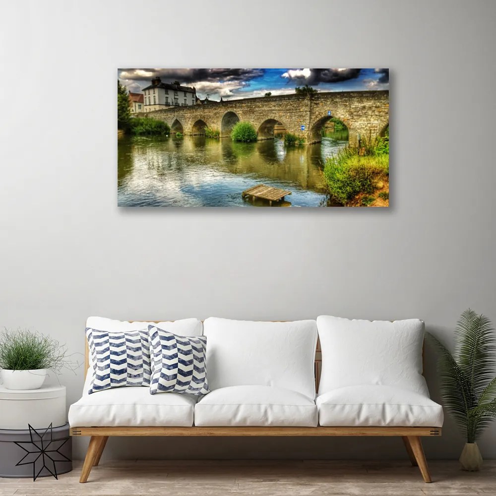 Obraz na plátně Most Řeka Architektura 125x50 cm