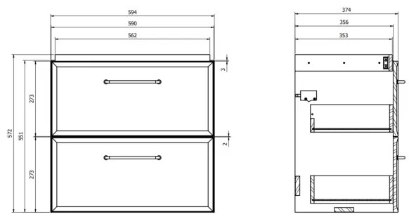 Cersanit S590-100 -Závěs. koupel. skříňka pod umyvadlo MILLE SLIM 60x38 cm černá
