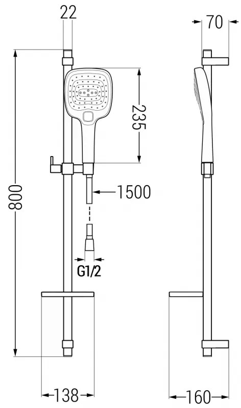 Mexen DQ17 posuvný sprchový set, Chromovaná - 785174581-02