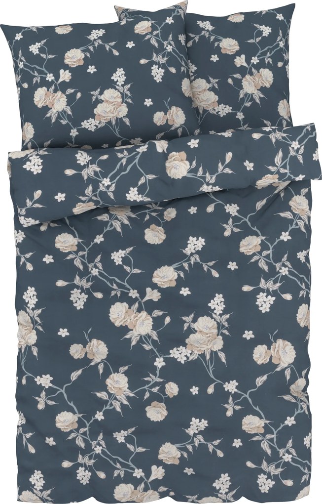 Livarno Home Ložní povlečení z mikrovláknitého saténu, 200 x 220 cm, 70 x 90 cm (navy modrá)