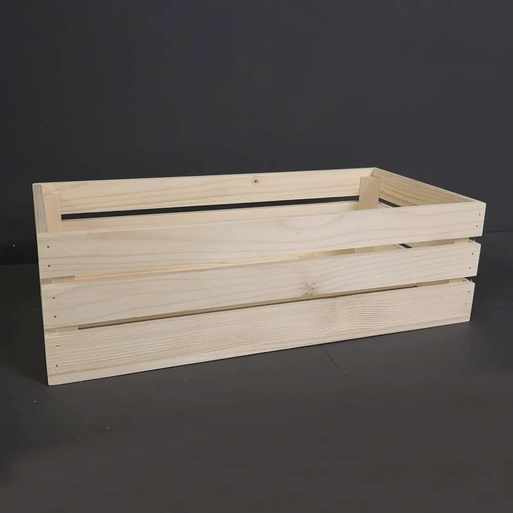 AMADEA Dřevěná bedýnka z masivního dřeva, 50x24x15 cm