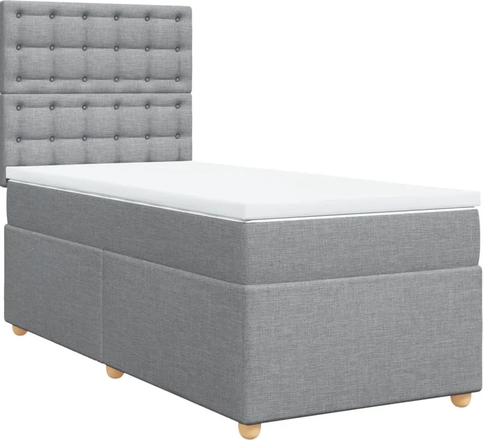 Box spring postel s matrací světle šedý 100 x 200 cm textil 3293505