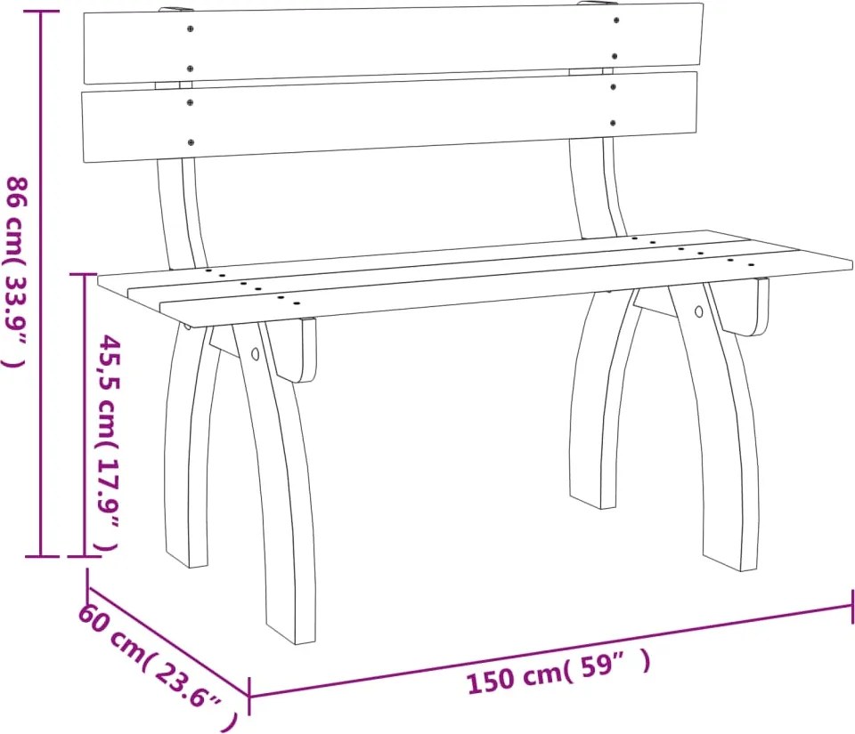 vidaXL Marketos Zahradní lavice 150 cm impregnované borové dřevo