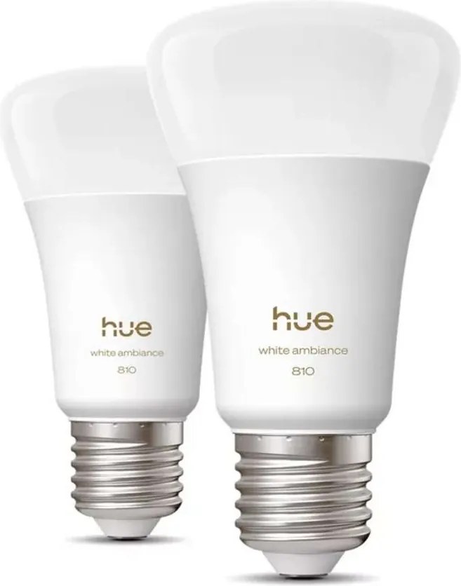 Philips Hue White Ambiance - Chytrá LED žárovka E27, 810 lm, teplá bílá, 2 ks 929003854802