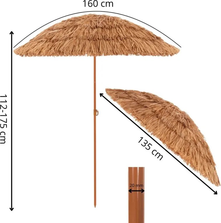 Zahradní slunečník 135 cm SPRINGOS HAVAJ BU0023 hnědý
