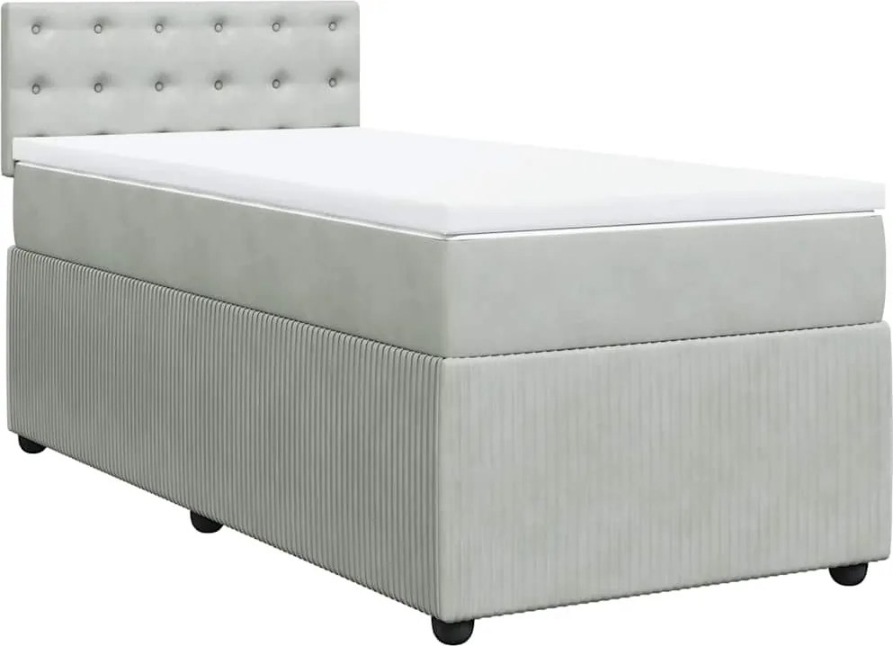 Box spring postel s matrací světle šedá 80 x 200 cm samet 3287602