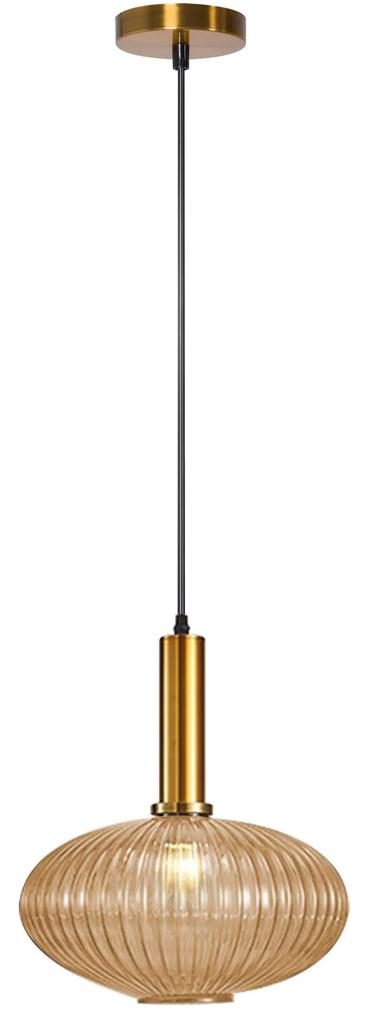 Toolight Skleněná závěsná stropní lampa oranžová APP464-1CP