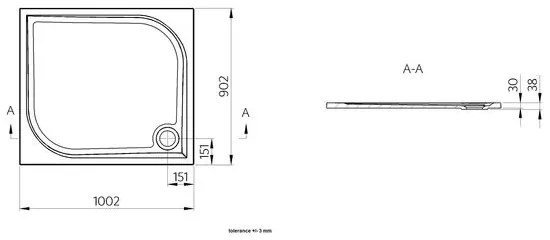 EBS Aria Vanička sprchová 100x90 litá S_ARIA10090