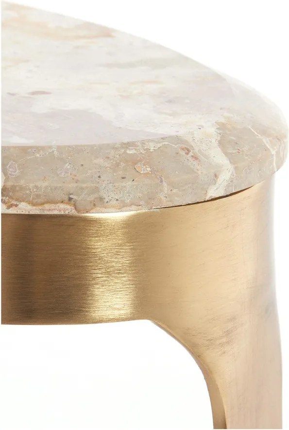 Konferenční stolek s mramorovou deskou v bronzové barvě/taupe 39x65 cm Giulio – Light & Living