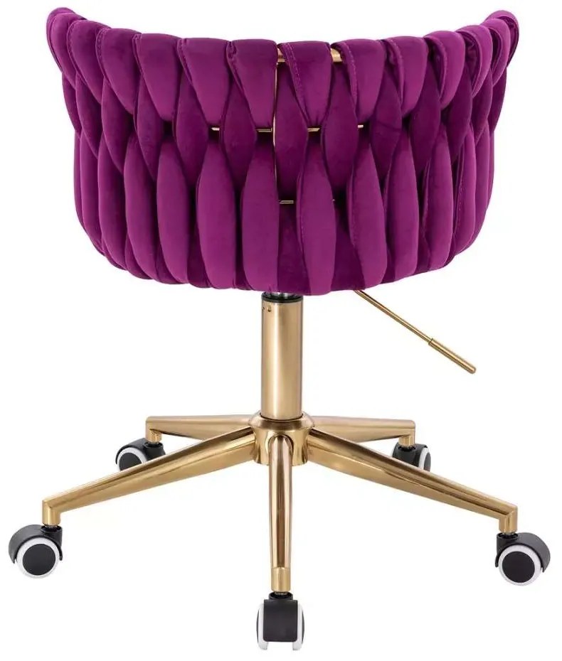 LuxuryForm DESIGN Otočná židle LYON VELUR na zlaté podstavě s kolečky - fuchsie