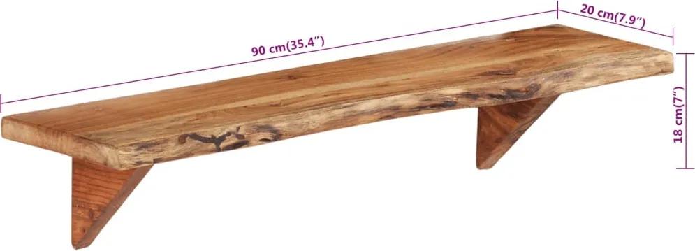 vidaXL Nástěnné police 2 ks 90 x 20 x 18 cm masivní akáciové dřevo [247928]