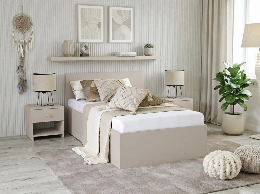 Postel SOFIA 90 x 200 cm, kašmírově béžová Rošt: Bez roštu, Matrace: Matrace Coco Maxi 20 cm