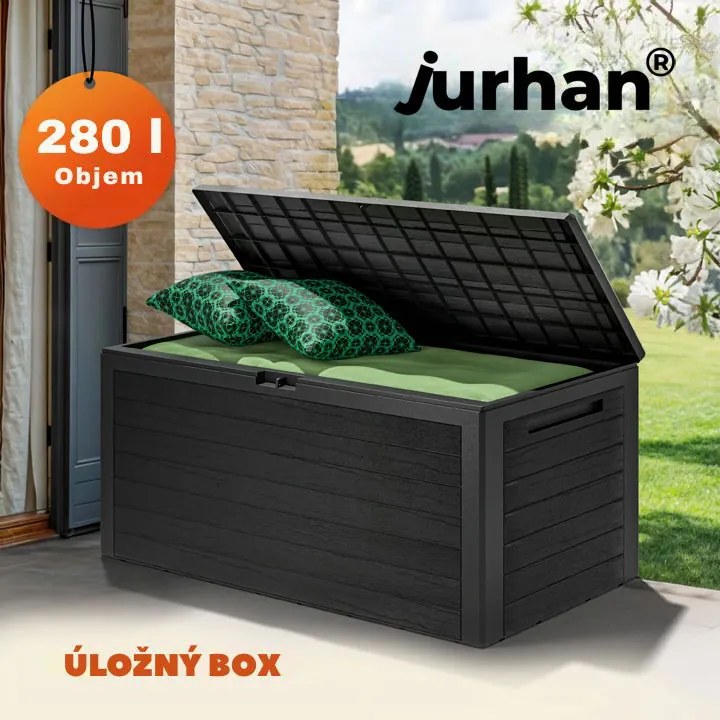 Zahradní úložný box WOODEBOX, 280L, 120x46x57cm, antracitová Prosperplast