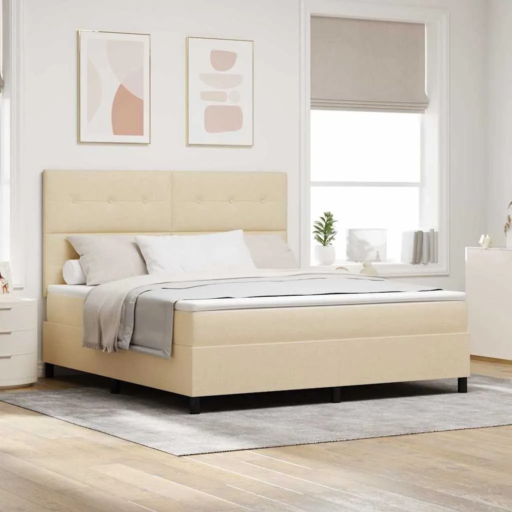Postel s boxspringem s čelo Krémová 180 x 200 cm textil 3339411