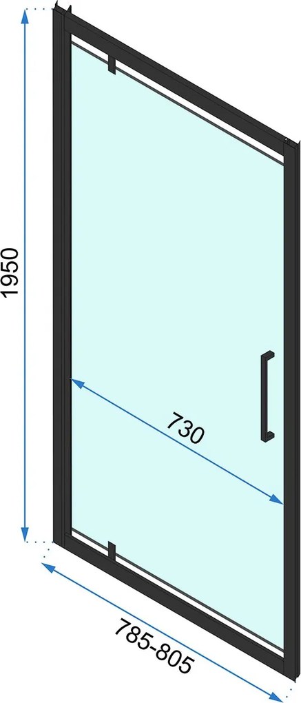 Rea Rapid Swing, rohový sprchový kout 90(dveře) x 90(stěna), 6mm čiré sklo, černý profil, KPL-009926