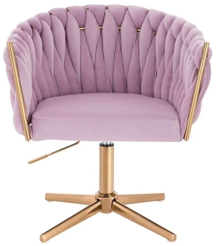 LuxuryForm DESIGN Otočná židle NORDEN VELUR na zlatém kříži - levandule