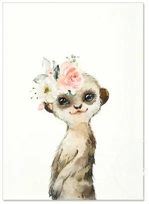 Plátno - obrázek - zvířátka s věnečkem Motiv: TX2156F surikata, Rozměry (cm): 50x70 cm