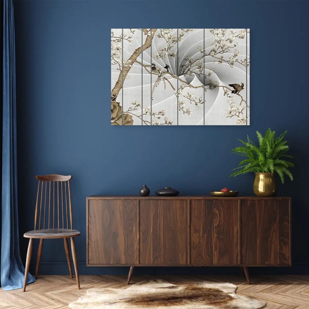 Obraz na plátně, Ptáci na stromu Magnolia - 90x60 cm